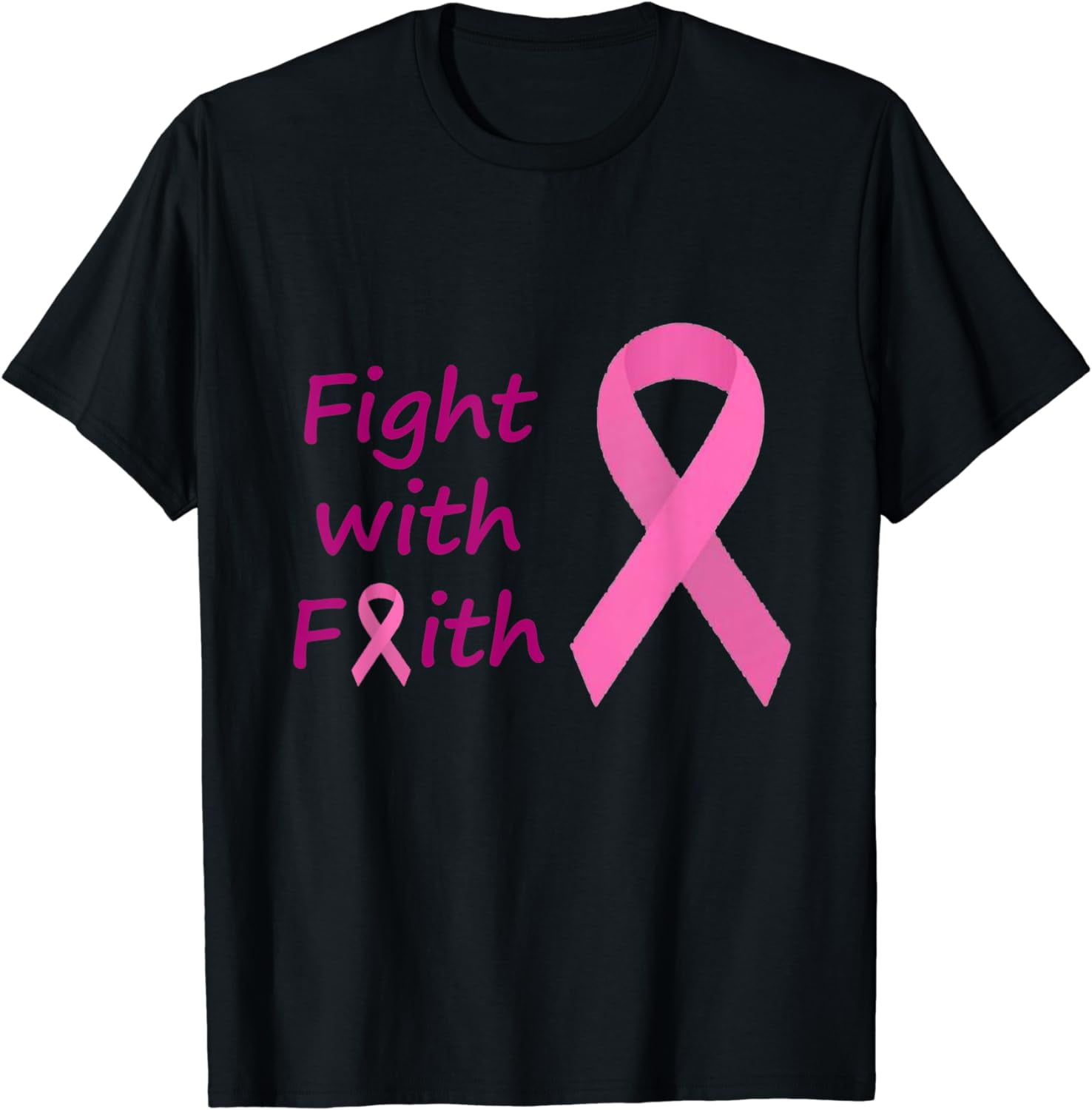 Pink Ribbon Fight with faith Breast Cancer Awareness T-Shirt - Walmart.com