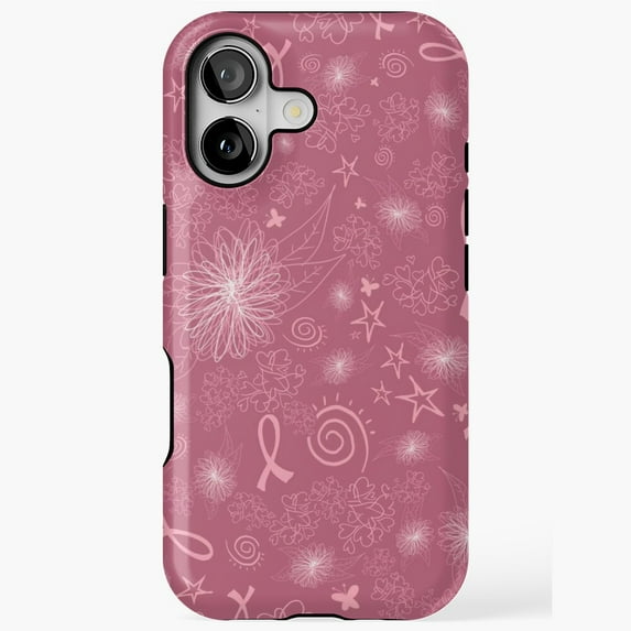 Pink Ribbon Hope Strength Support Design for iPhone 17 through 11 Pro ...