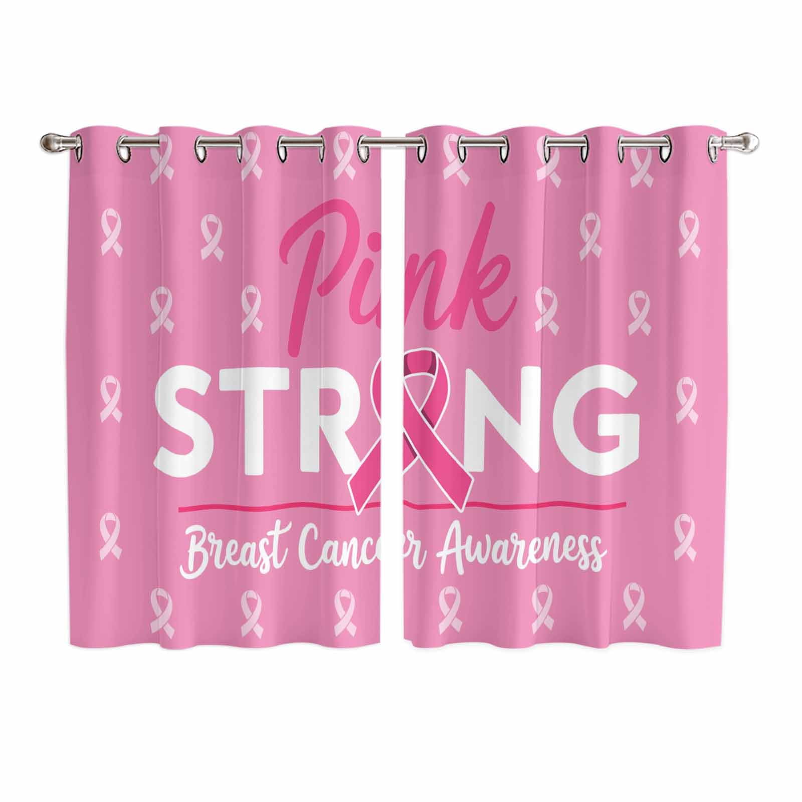 Pink Ribbon Kitchen Curtains Window Panels, Breast Cancer Awareness ...