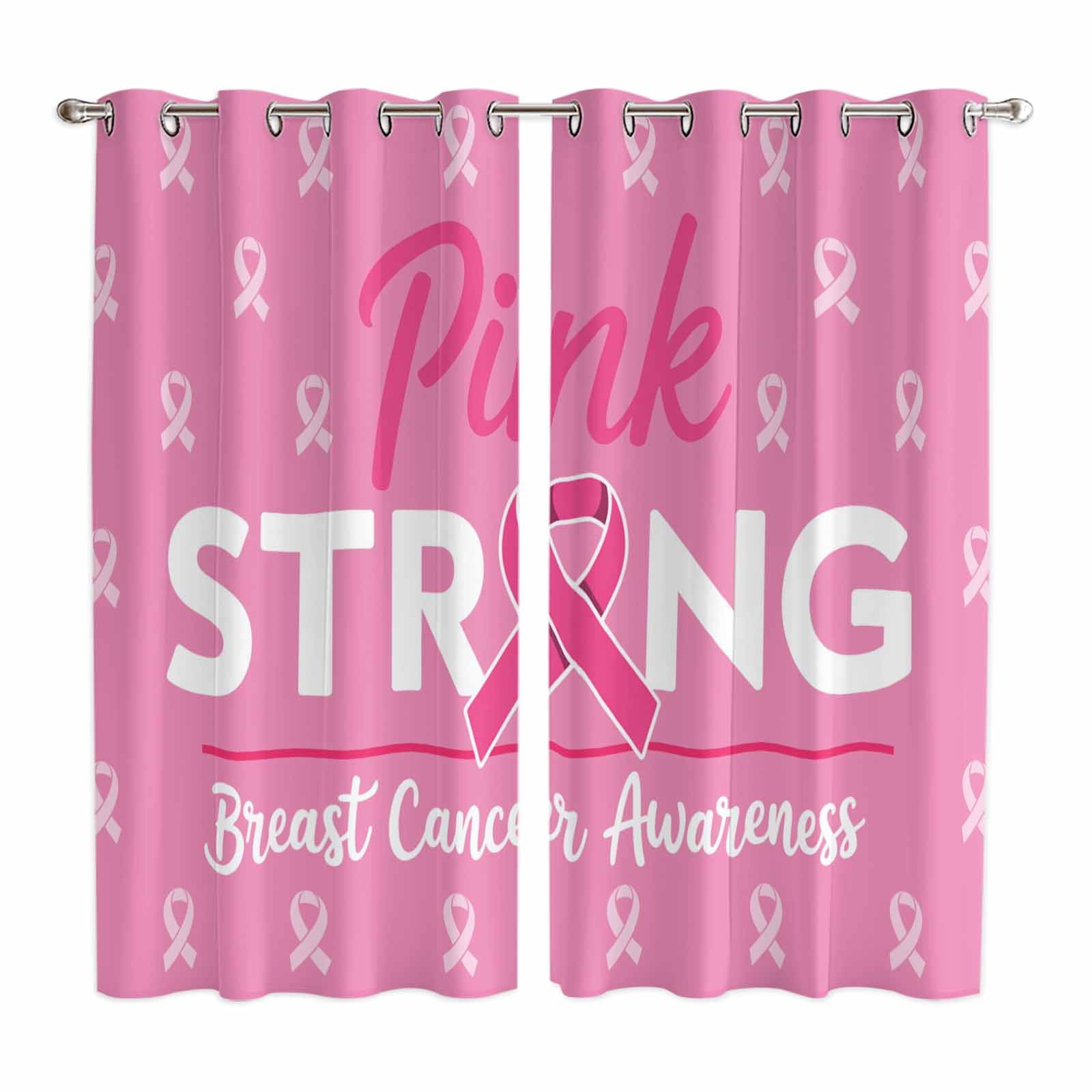 Pink Ribbon Kitchen Curtains Window Panels, Breast Cancer Awareness ...
