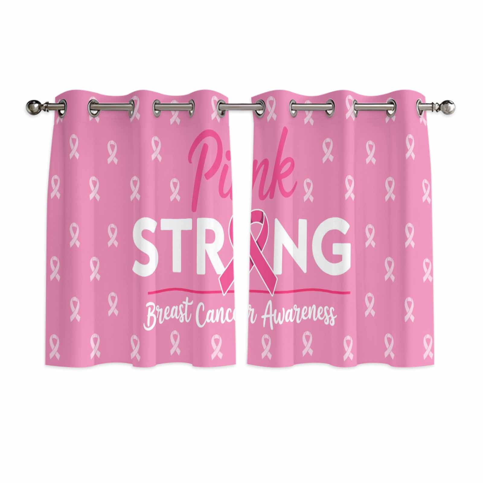 Pink Ribbon Kitchen Curtains Window Panels, Breast Cancer Awareness ...