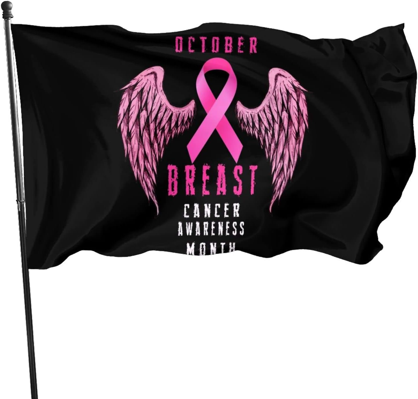 Pink Ribbon National Breast Cancer Awareness Month Flag 3x5 Ft With Two ...