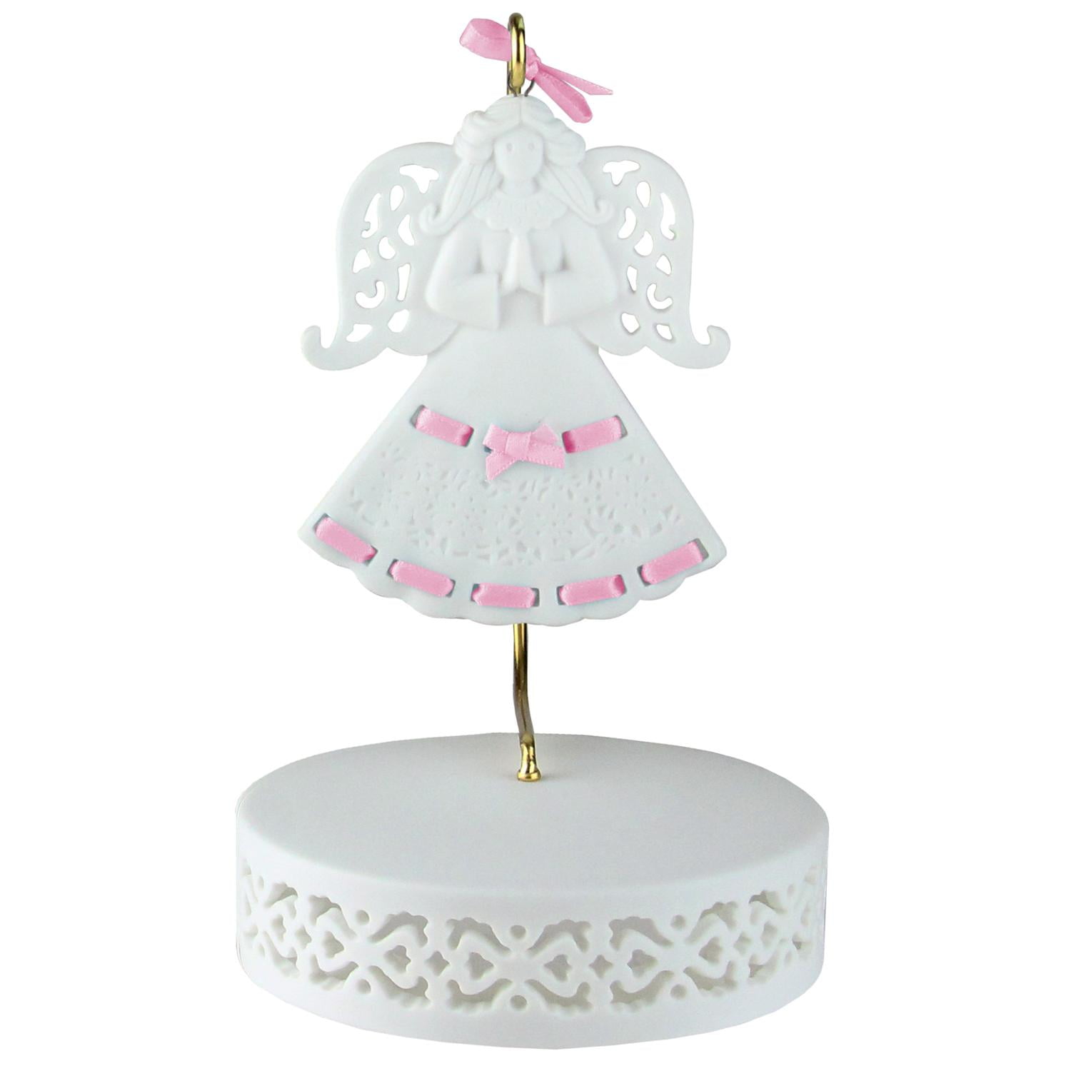 Pink Ribbon Porcelain Angel Ornament With Hanger and Base #46721G ...