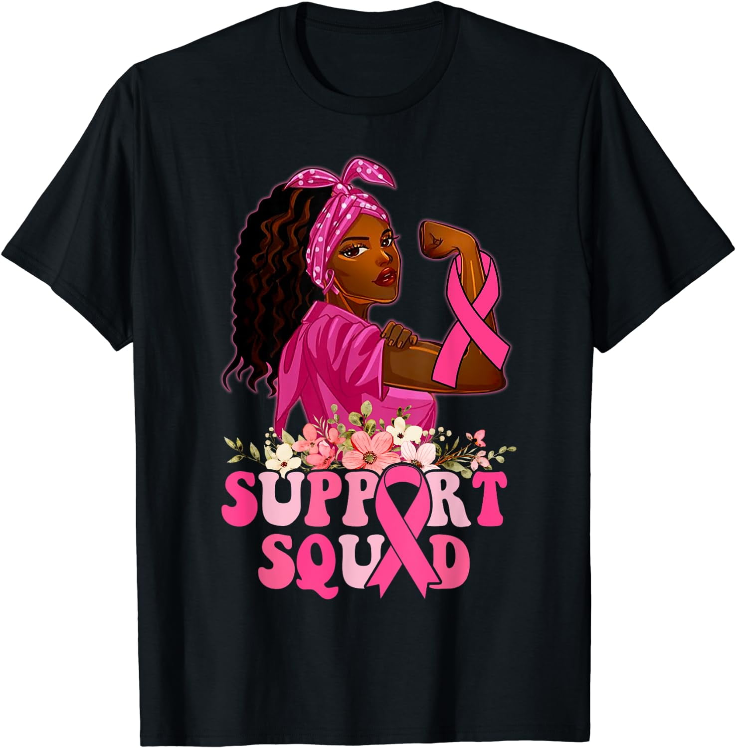 Pink Ribbon Strong Women Support Squad Breast Cancer T-Shirt - Walmart.com