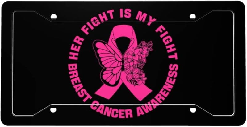 Pink Ribbon Tree Fights Breast Cancer Awareness 1 Front License Plate ...
