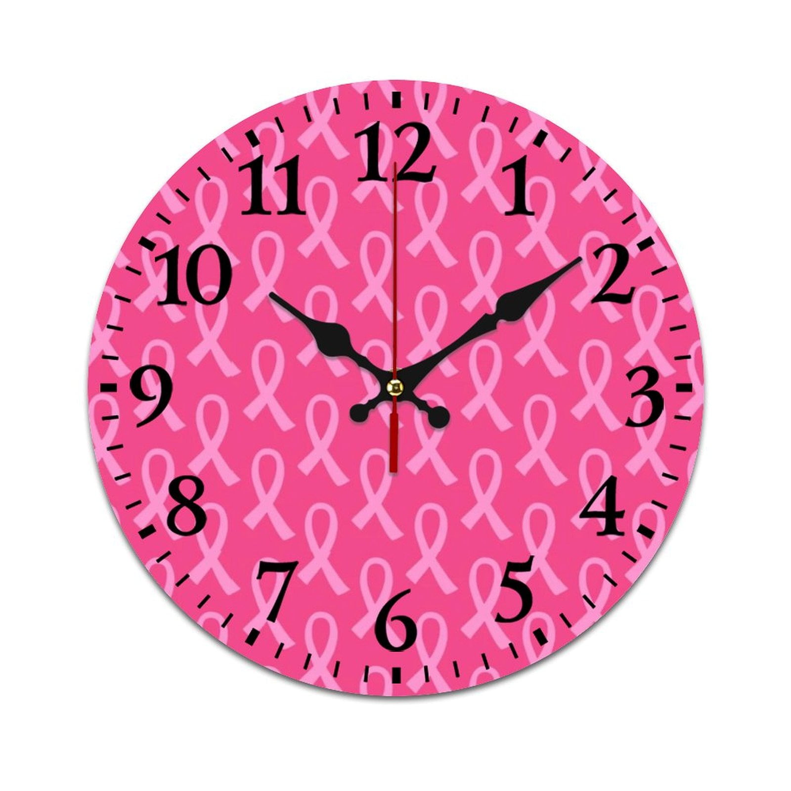 Pink Ribbon Wall Clock Modern Design Clocks Wall Hanging Home Office ...