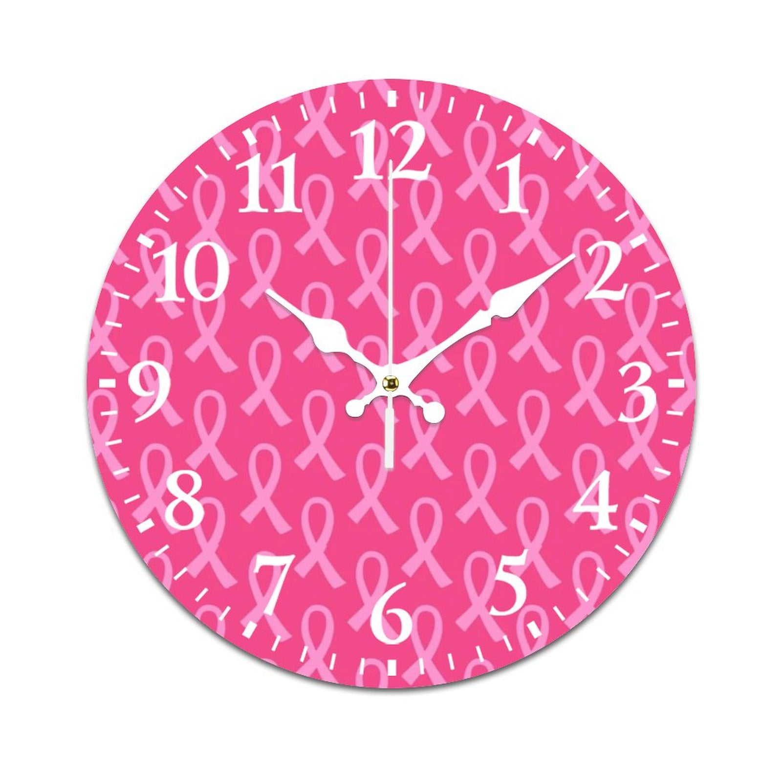 Pink Ribbon Wall Clock Modern Design Clocks Wall Hanging Home Office ...