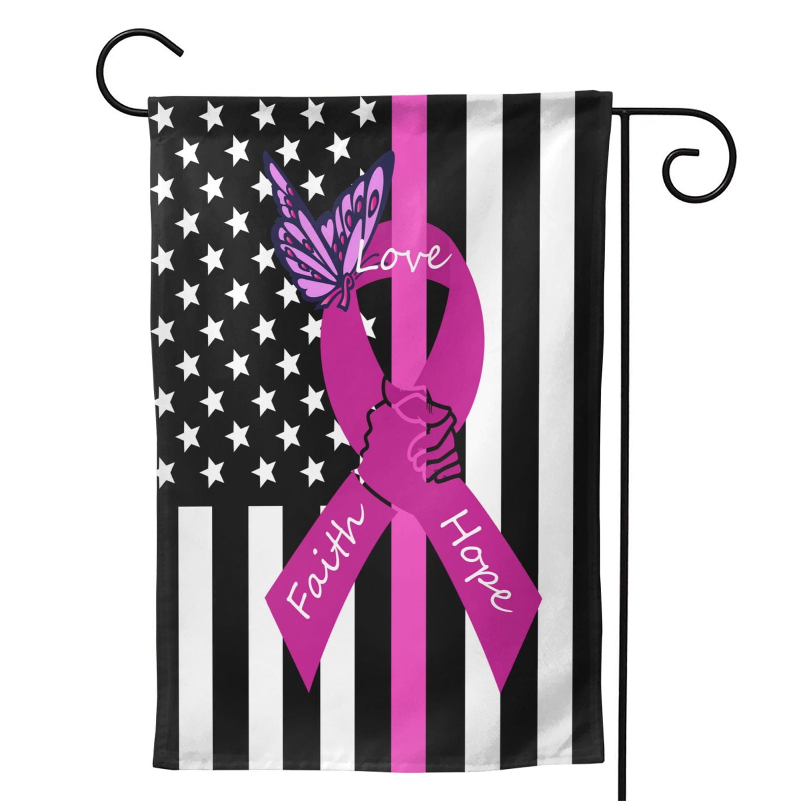 Pink Ribbons Breast Cancer Awareness Garden Flag 28"X40" Outdoor Indoor ...