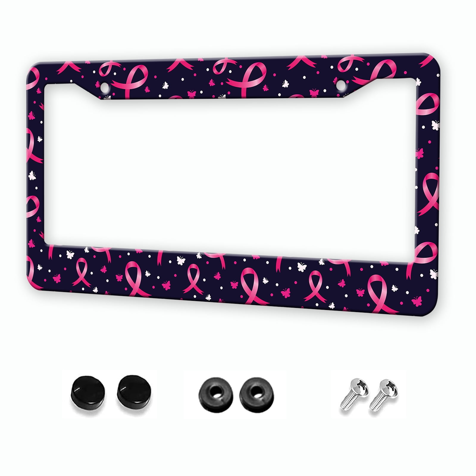 Pink Ribbons and Butterflies License Plate Frames Personalized License ...
