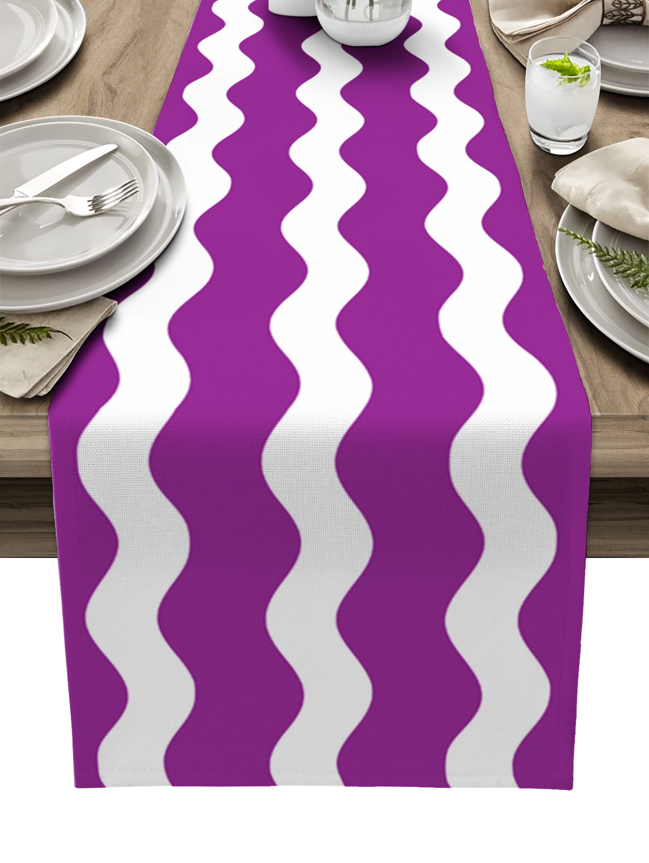 Pink Ripple Stripes Waves Table Runner ration Home r Dinner Table ...
