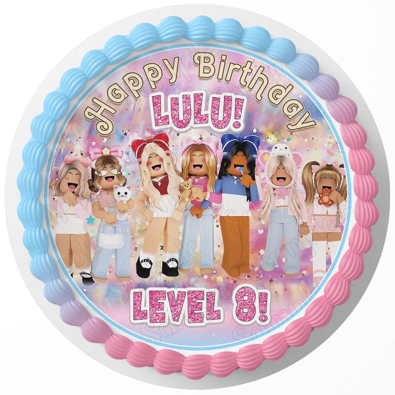 BirthdayJungle Pink Roblox Girls Birthday Cake Topper, Edible Frosting ...