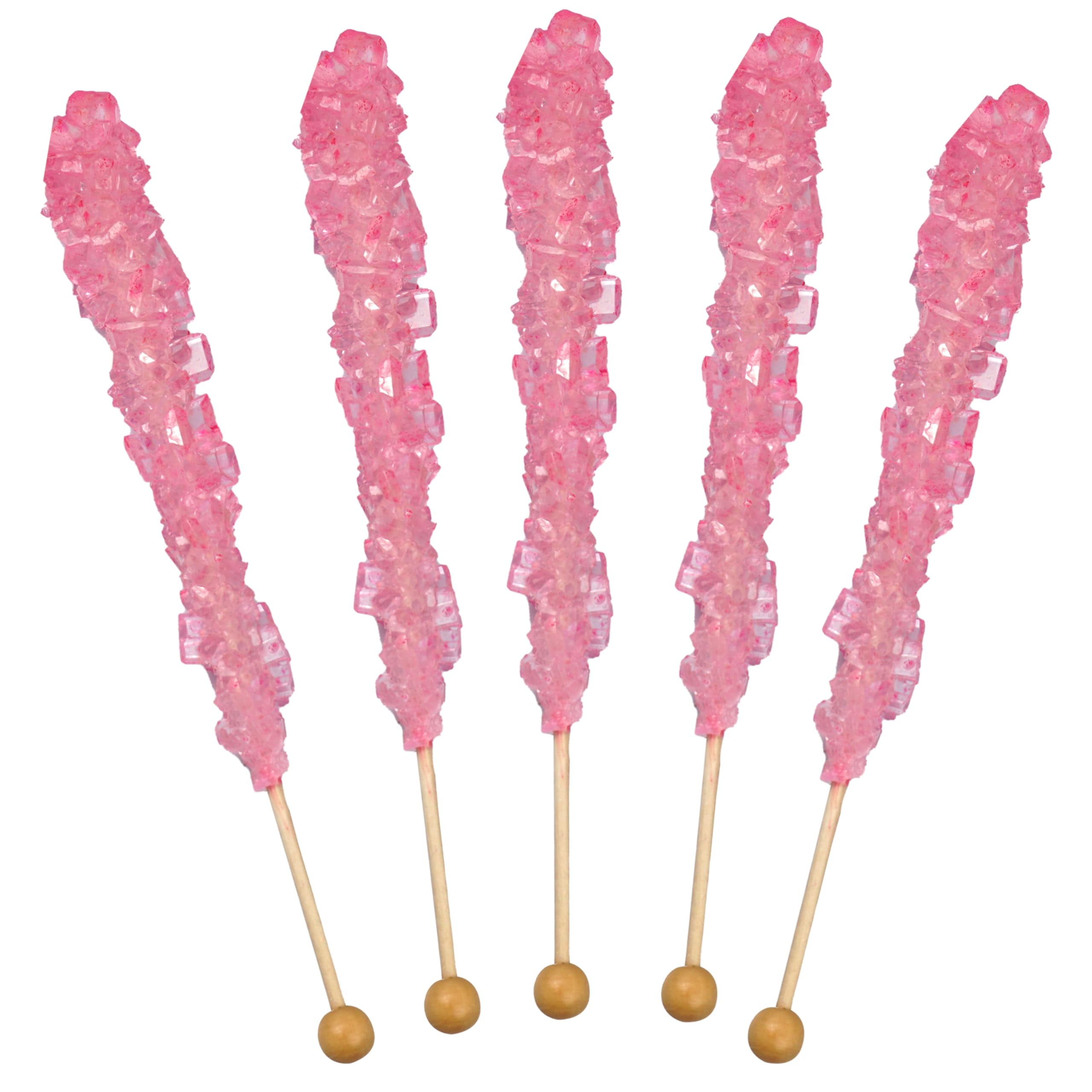 Pink Rock Candy Sticks - 12 Pack Individually Wrapped Lollipops - Great ...