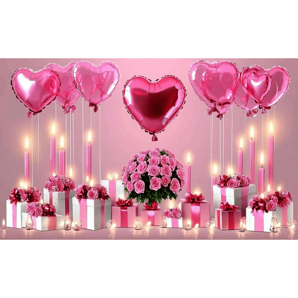 Pink Romantic Valentine's Day Photography Backdrops Prop Rose Flowers ...