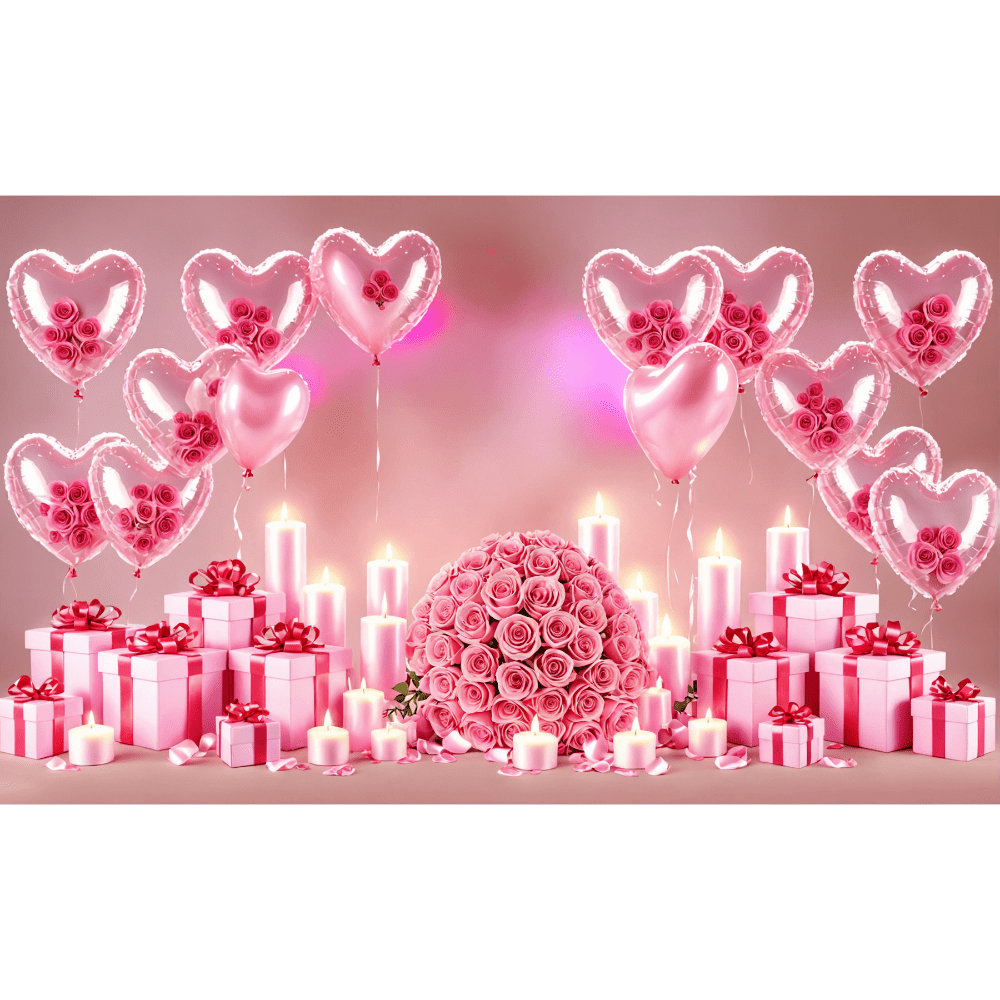 Pink Romantic Valentine's Day Photography Backdrops Prop Rose Flowers ...