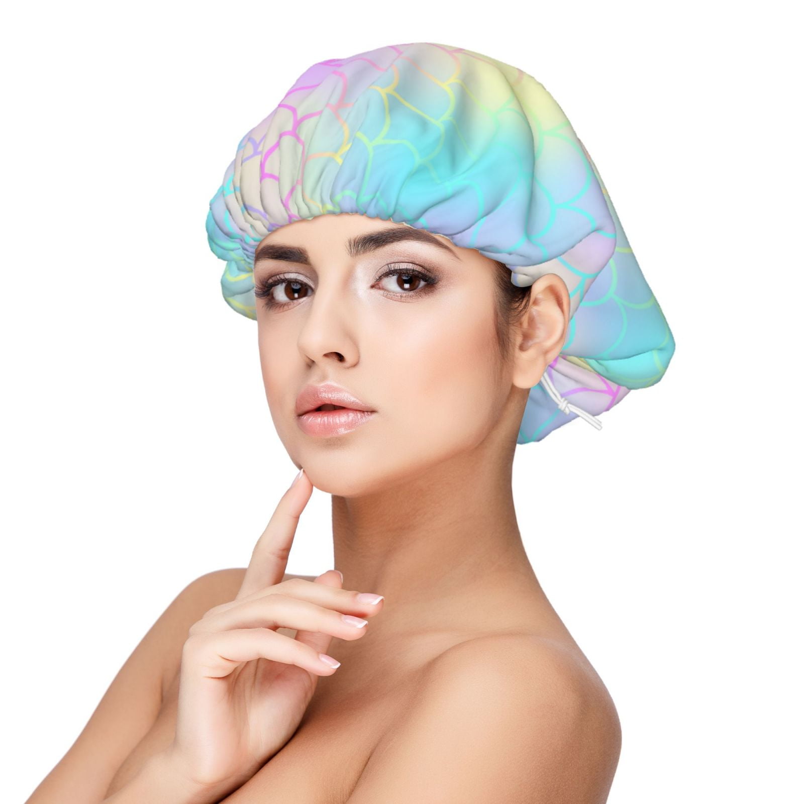 Pink Romantic fish scale Silk Bonnet for Sleeping Women Men, Adjustable ...