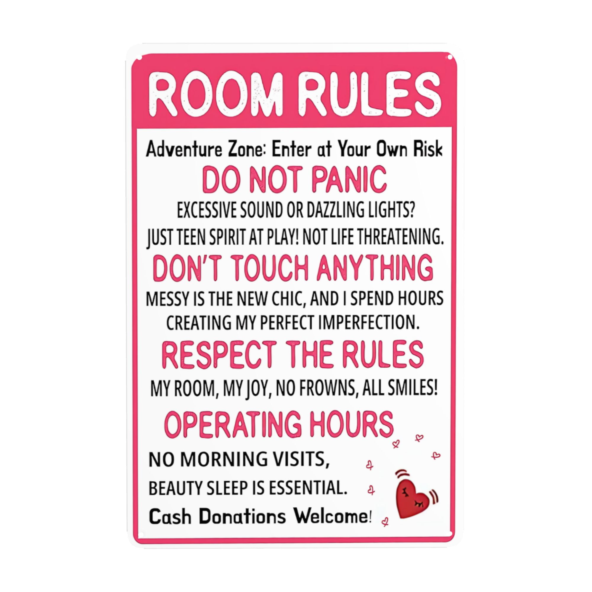Pink Room Rules Sign for Teen Girls Metal Bedroom Door Sign Preppy Room ...