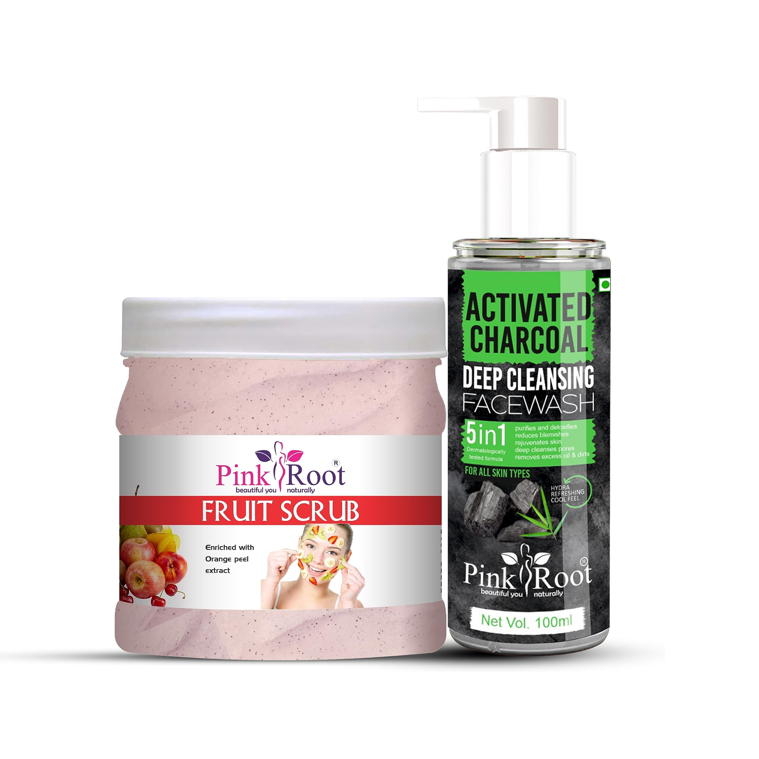 Pink Root Activated Charcoal Deep Cleansing Face Wash 100Ml With Fruit ...