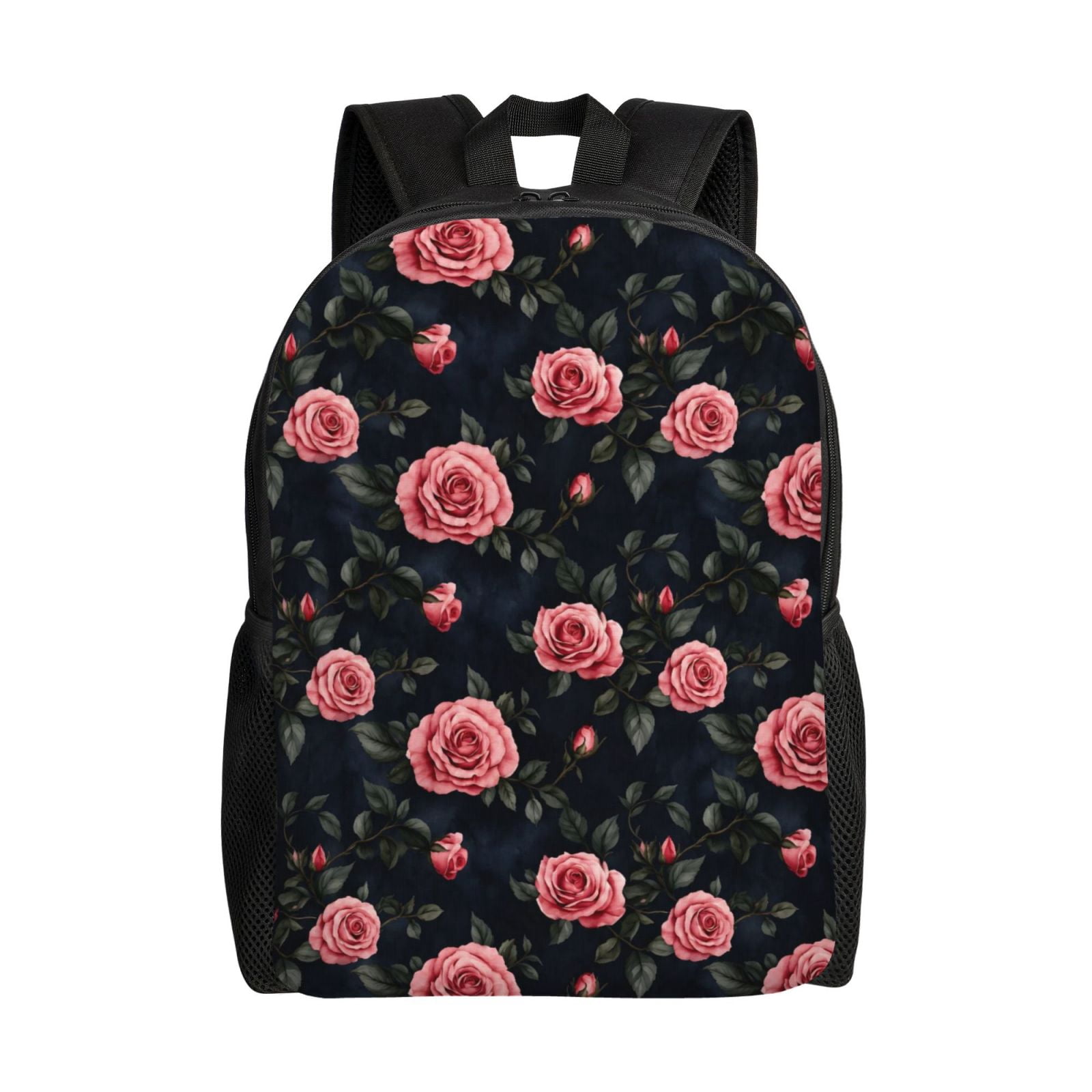 Pink Rose Backpack Full Front Print Travel Laptop Bag for Men and Women ...