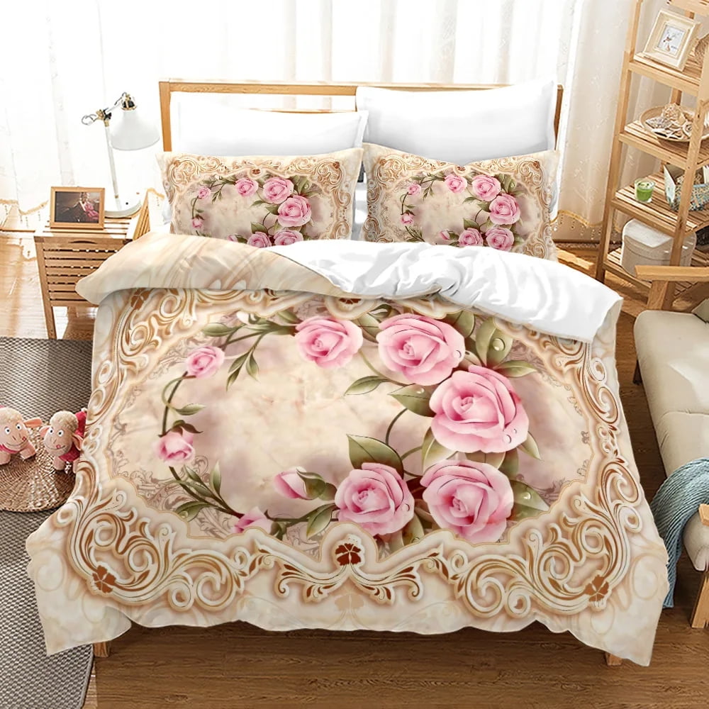Pink Rose Bedding Set Fashion tic Home Textile Single Double Size For ...