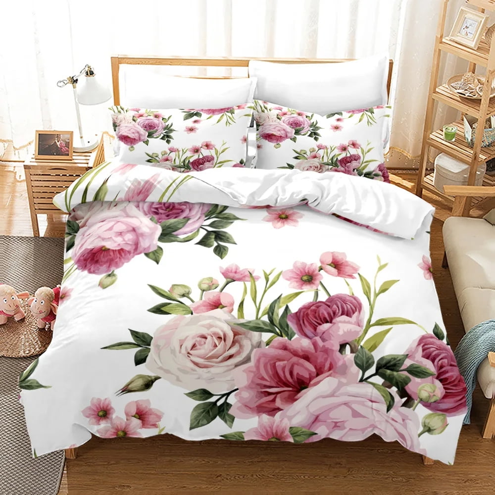 Pink Rose Bedding Set Fashion tic Home Textile Single Double Size For ...