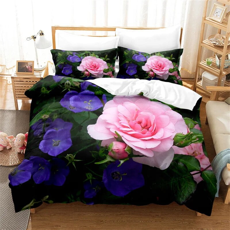 Pink Rose Bedding Set Lovers Rose Duvet Cover Girl，kid‘s Duvet Cover ...
