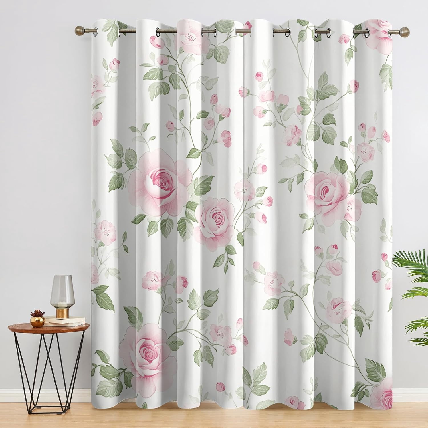 Pink Rose Curtains,Chic Flower Blackout Curtains for Bedroom Living ...