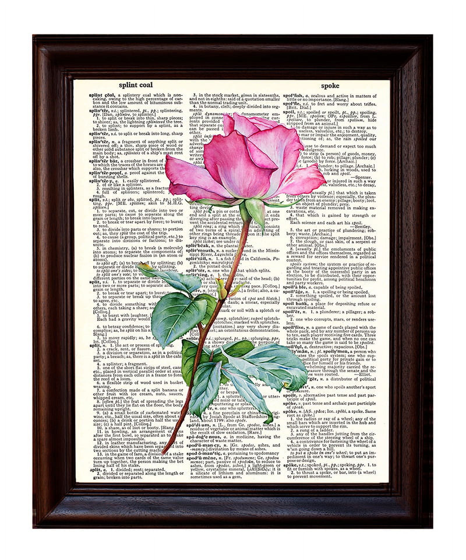 Pink Rose - Dictionary Art Print Printed On Authentic Vintage ...
