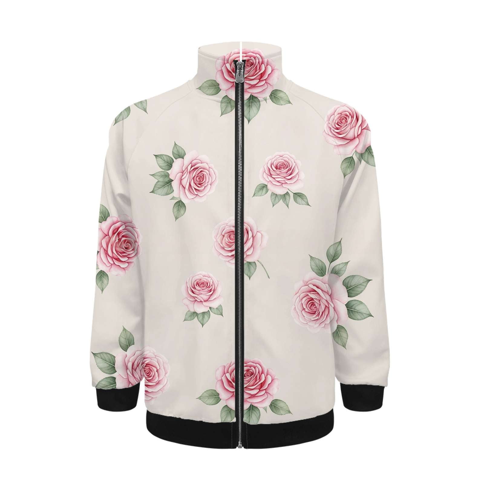Pink Rose Floral Pattern Jacket Men's Street Cool Long Sleeves Coat ...