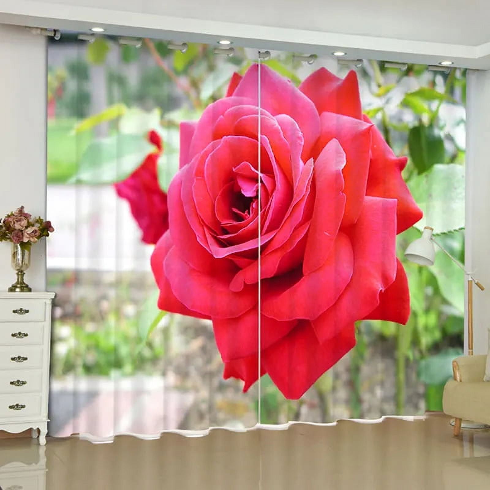 Pink Rose Flower Petals Printed Curtain Large Size W500XH250 for ...