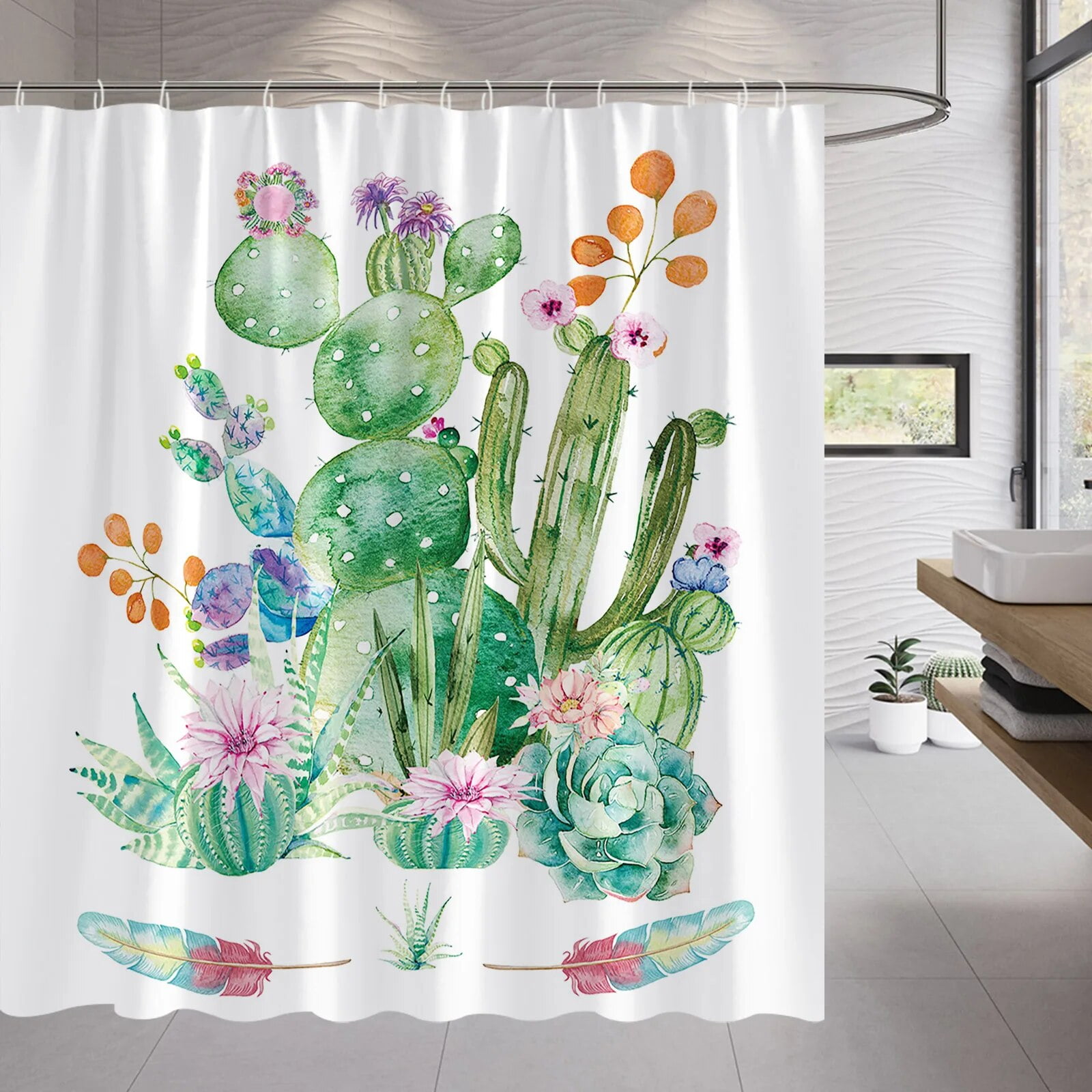 Pink Rose Flowers Grey Shower Curtain Spring Floral Plants Print Cloth ...