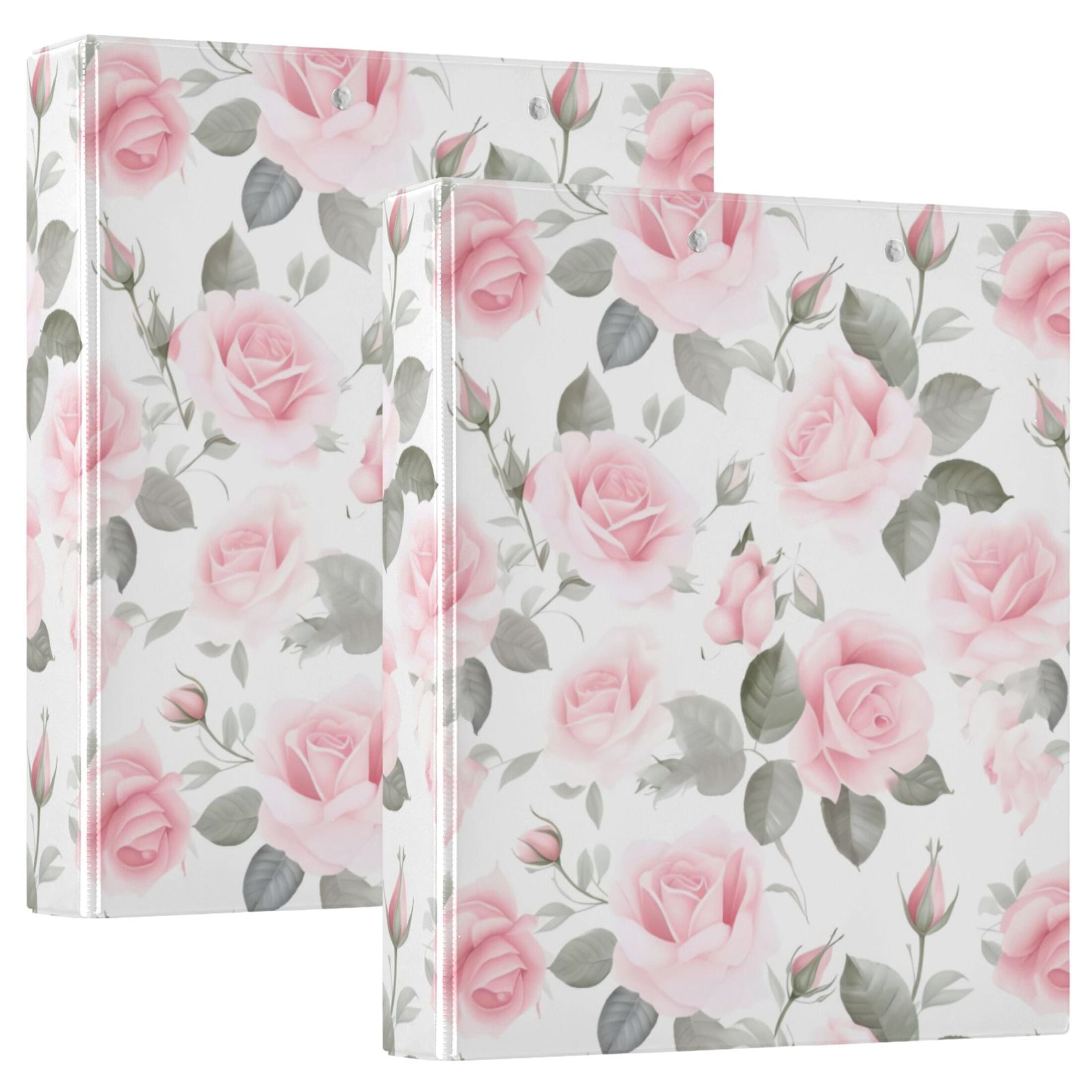 Pink Rose Flowers Hardcover 3 Ring Binder 1.5 inch Round Rings with ...
