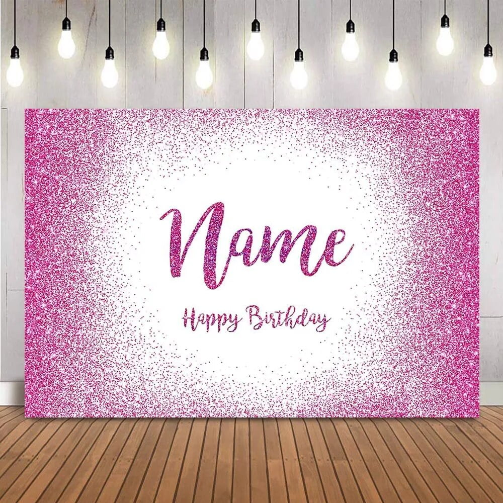 Pink Rose Glitter Backdrop Happy Birthday Photo Background Glitter ...
