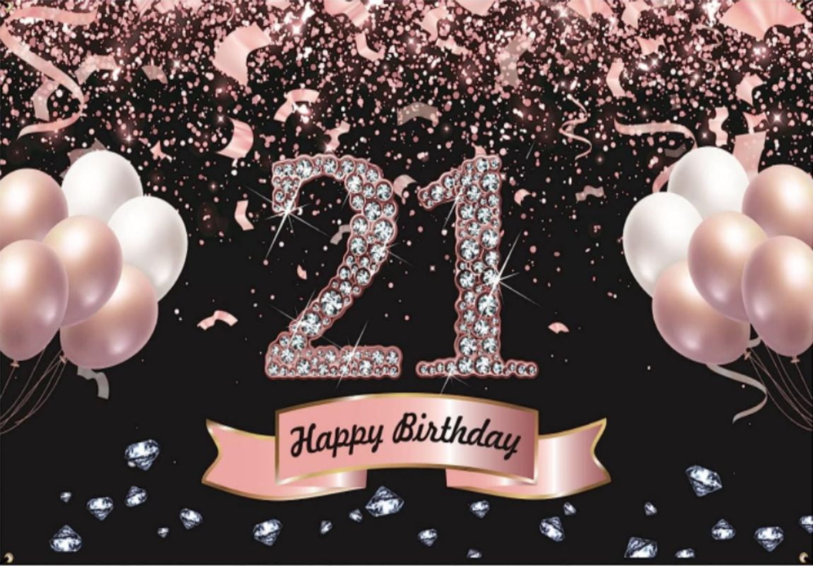 Pink Rose Gold 21st Birthday Banner rations Happy 21st Birthday Party ...