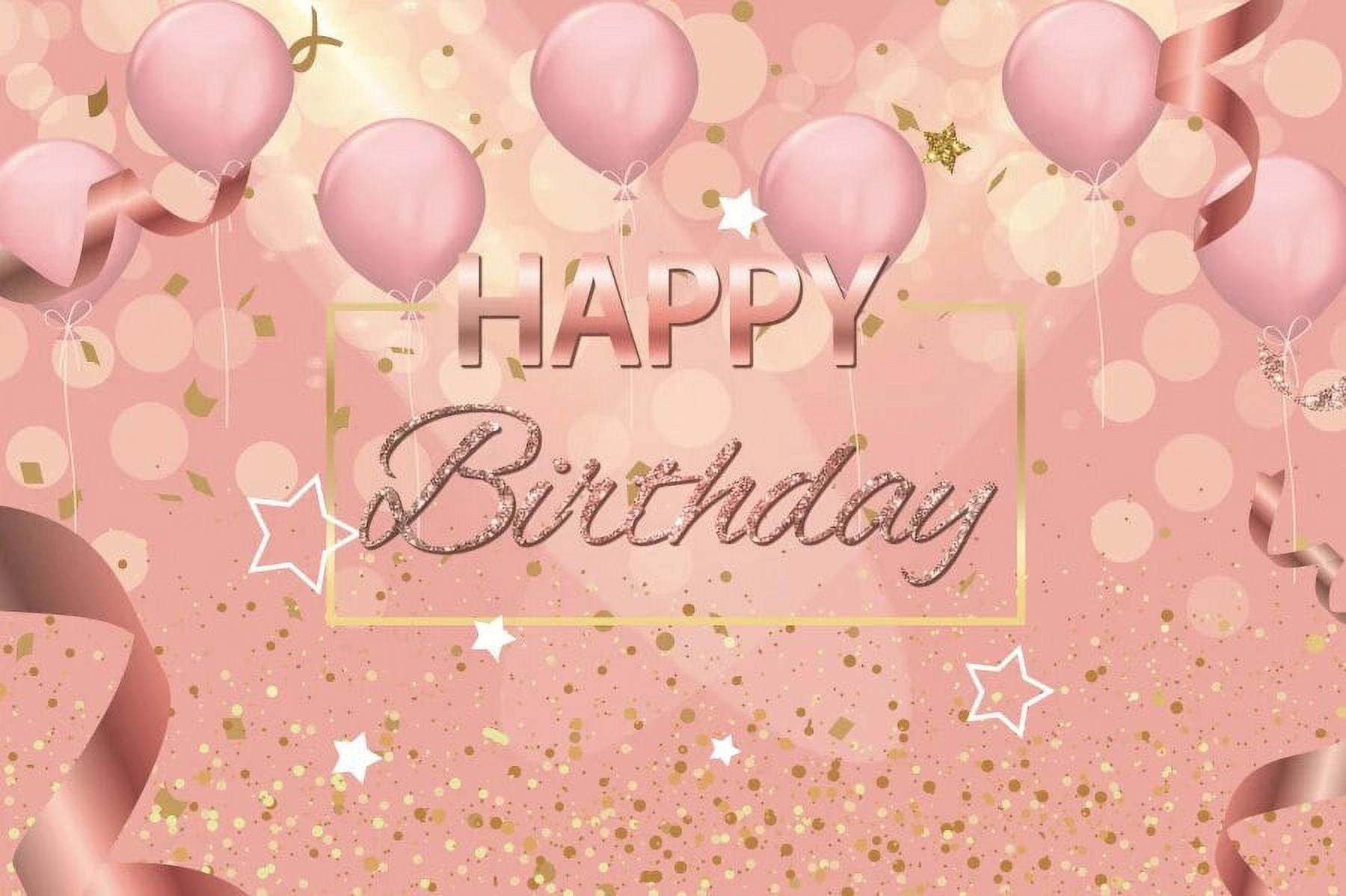 Pink Rose Golden Birthday Party Backdrop Glitter Diamonds Balloons ...