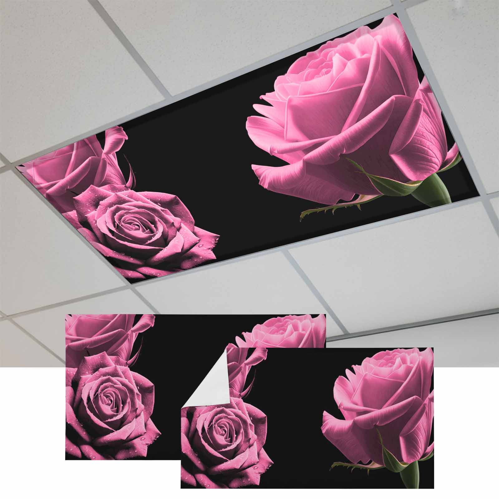 Pink Rose Magnetic Fluorescent Light Covers for Ceiling Lights 2x4Ft ...