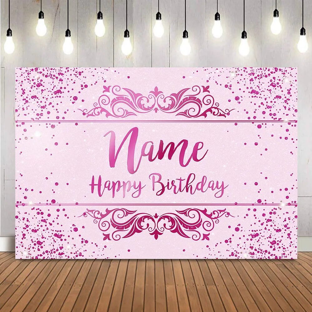 Pink Rose Name DIY Backdrop Sweet Girls Newborn Kids Birthday ...