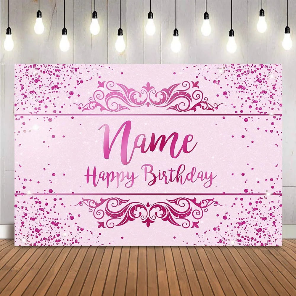 Pink Rose Name DIY Backdrop Sweet Newborn Kids Birthday Background for ...