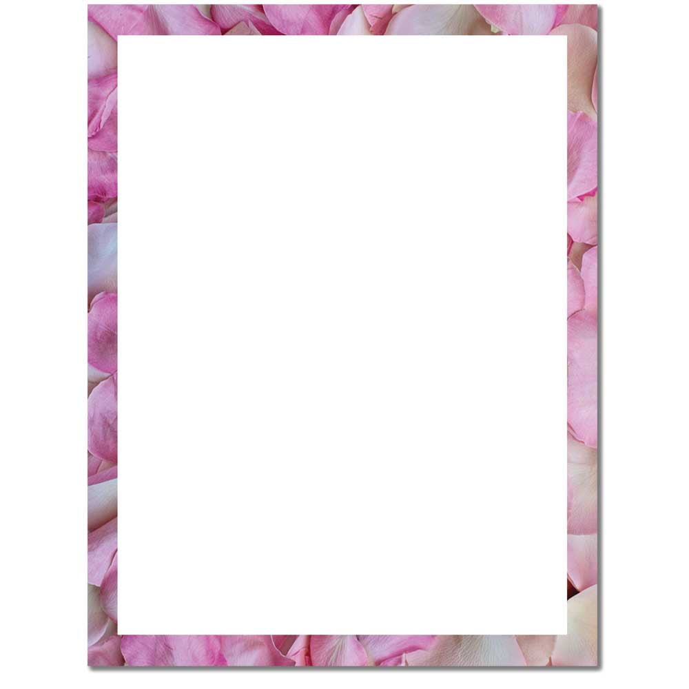 Pink Rose Petals Border Letterhead Laser & Inkjet Printer Paper, 25 ...