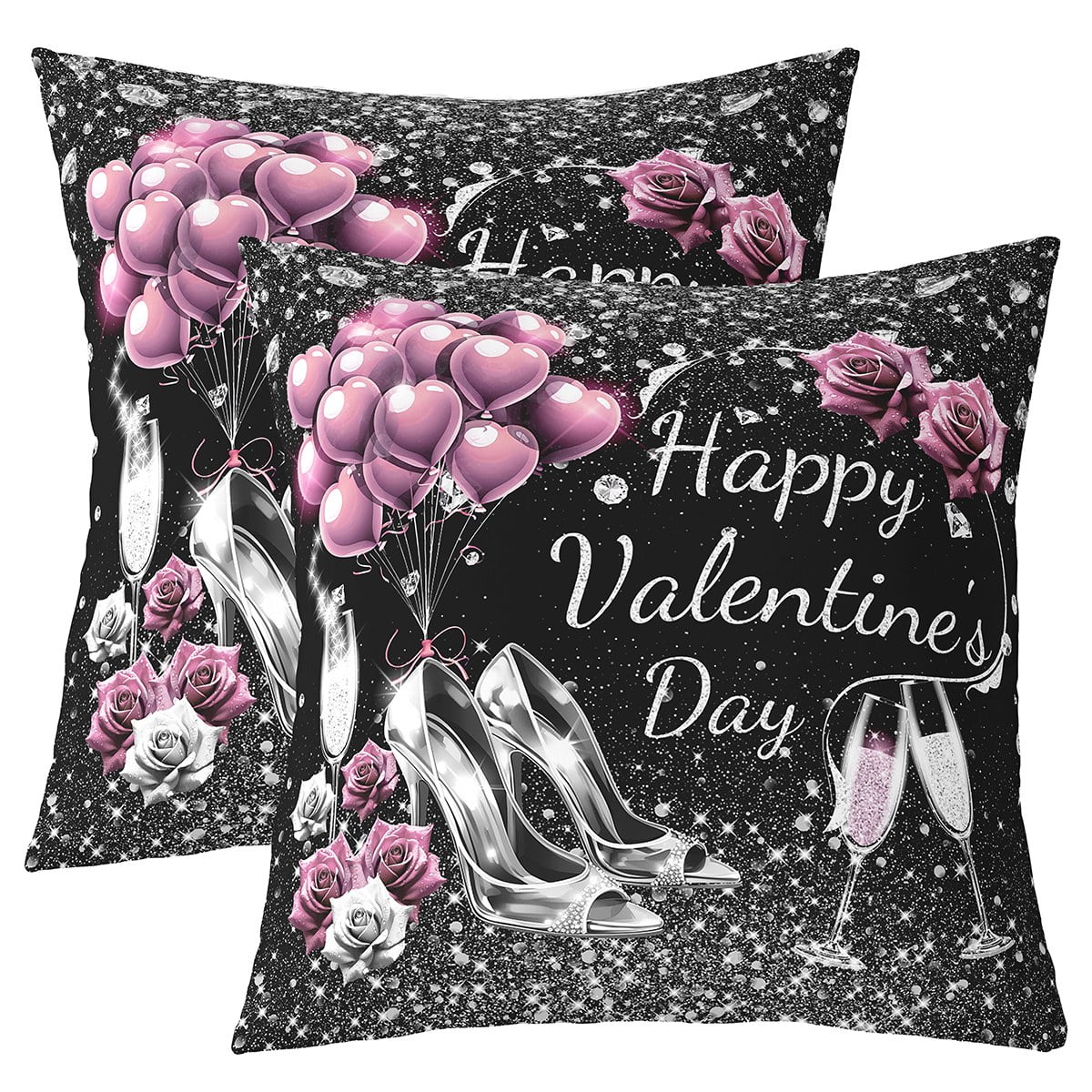 Pink Rose Pillow Covers 20x20 Inch Pack of 2 Girls Floral Throw Pillow ...