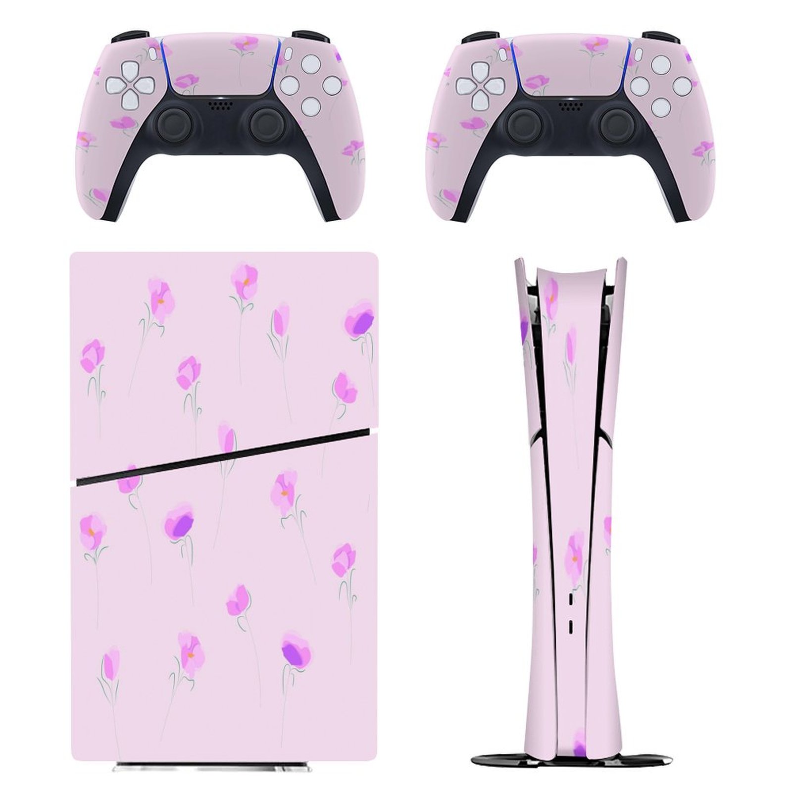 Pink, Rose, Purple, Elegant PS5/PS5 Slim Digital Disc Skin Sticker For ...