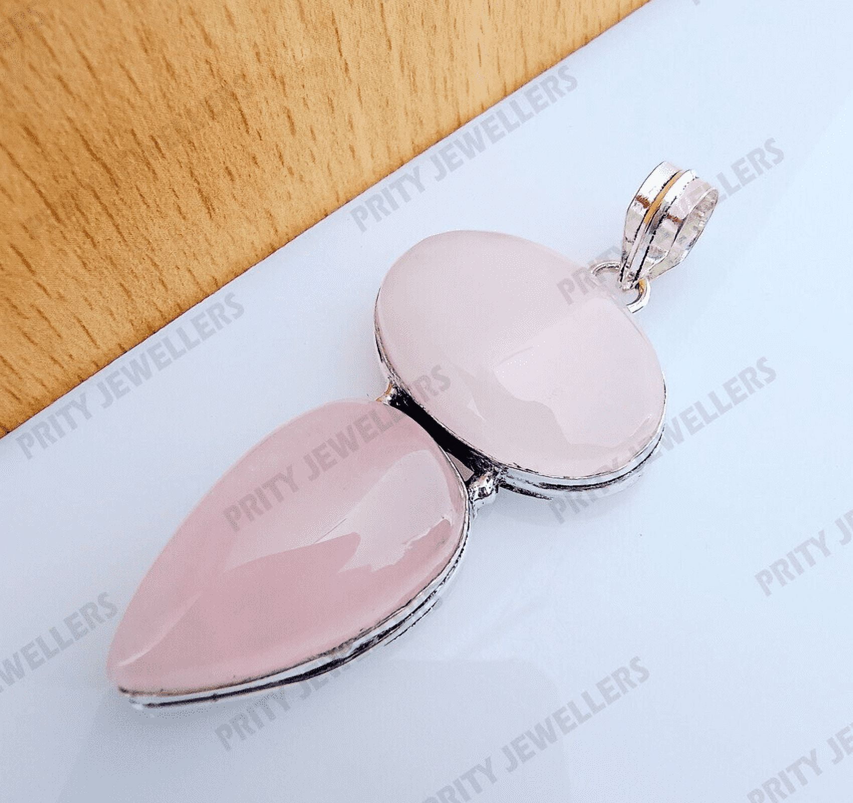 PRITY JEWELLERS Pink Rose Quartz Gemstone Jewelry Handmade Pendant, 2. ...