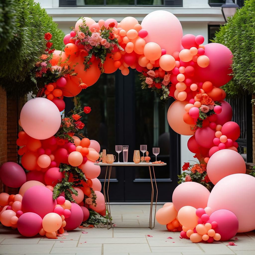 Pink and Rose Red RRF12 Balloons Garland Double Stuffed Baby Pink ...