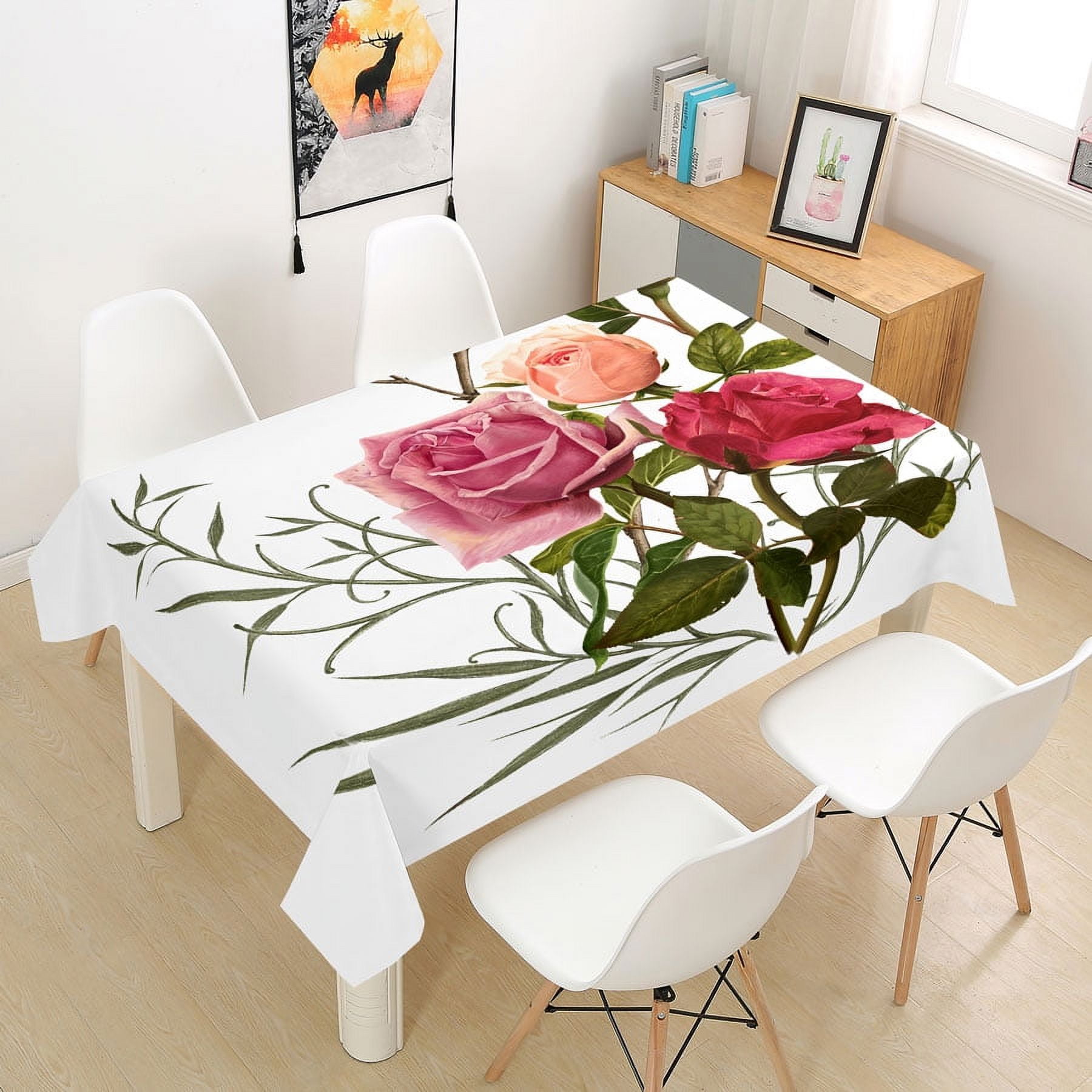 Pink Rose Tablecloth Table Cloth Cover 3D for Wedding Coffee Party ...