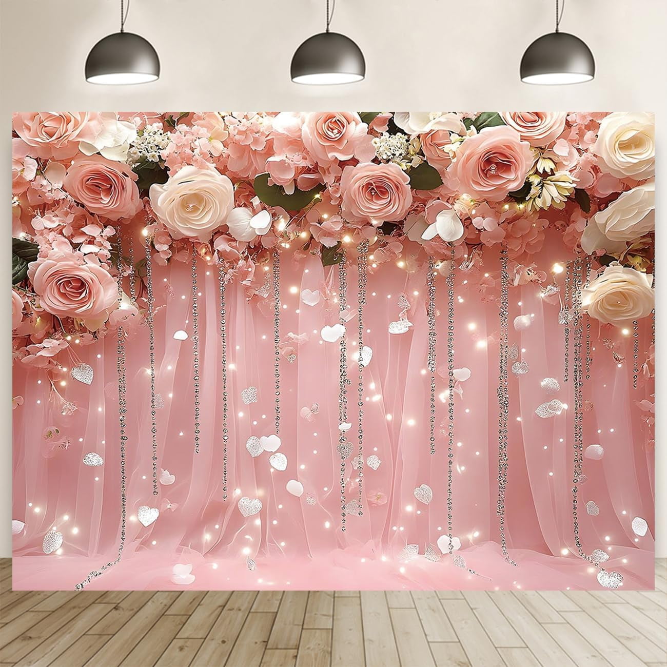 Pink Rose Tulle Party Backdrop Curtains for Girls Baby Shower Birthday ...