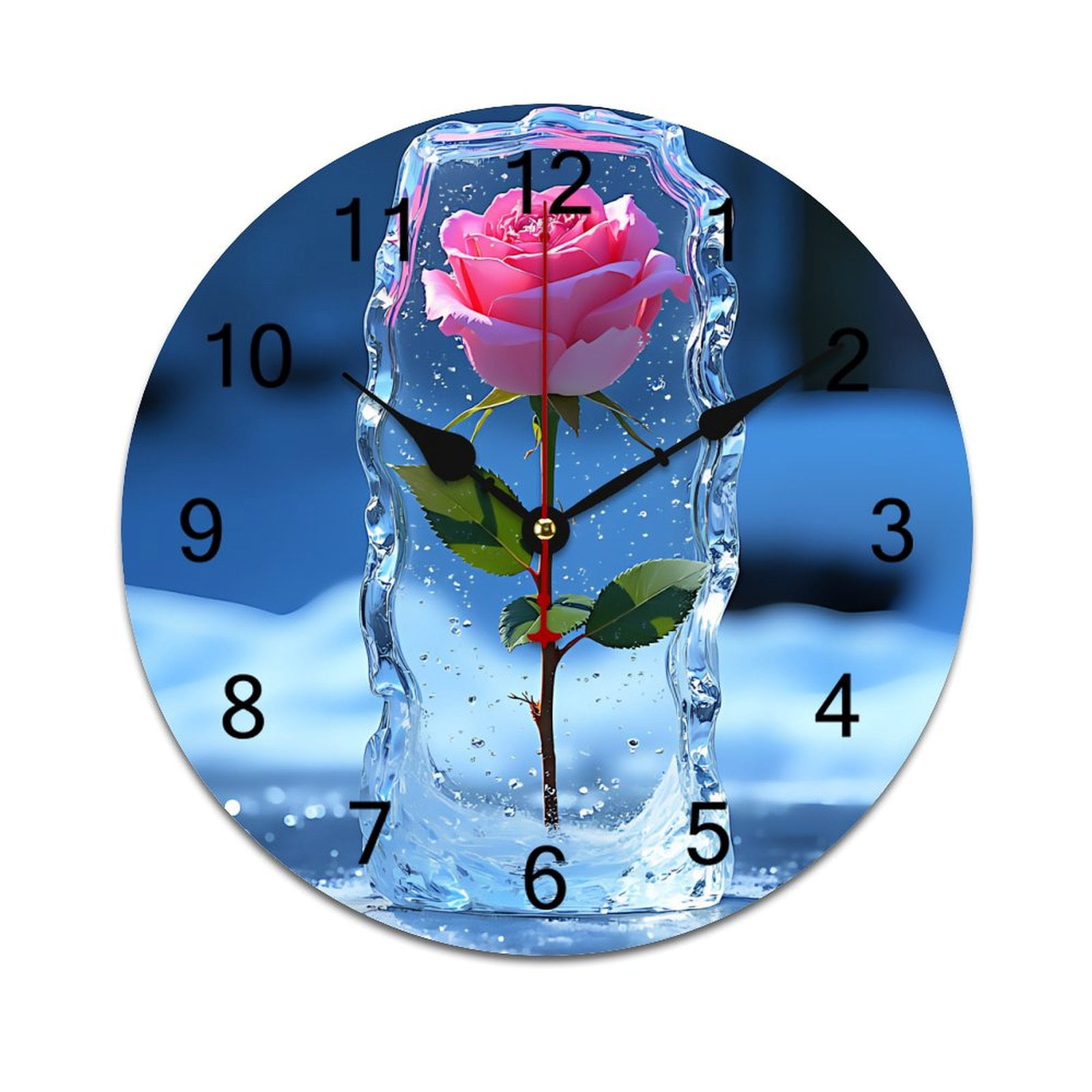 Pink Rose Word Saying Big Wall Clock Home Decor Art Watch Living Room ...