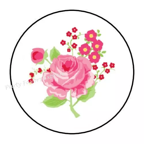 Pink Roses And Flowers Sticker Party Favors Sticker Envelope Seals ...