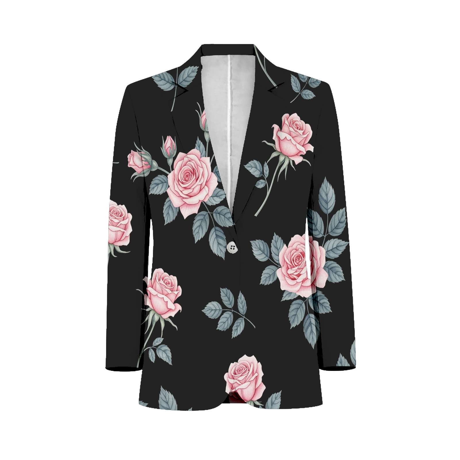 Pink Roses Black Background Customized Men's Suits full man Shawl ...