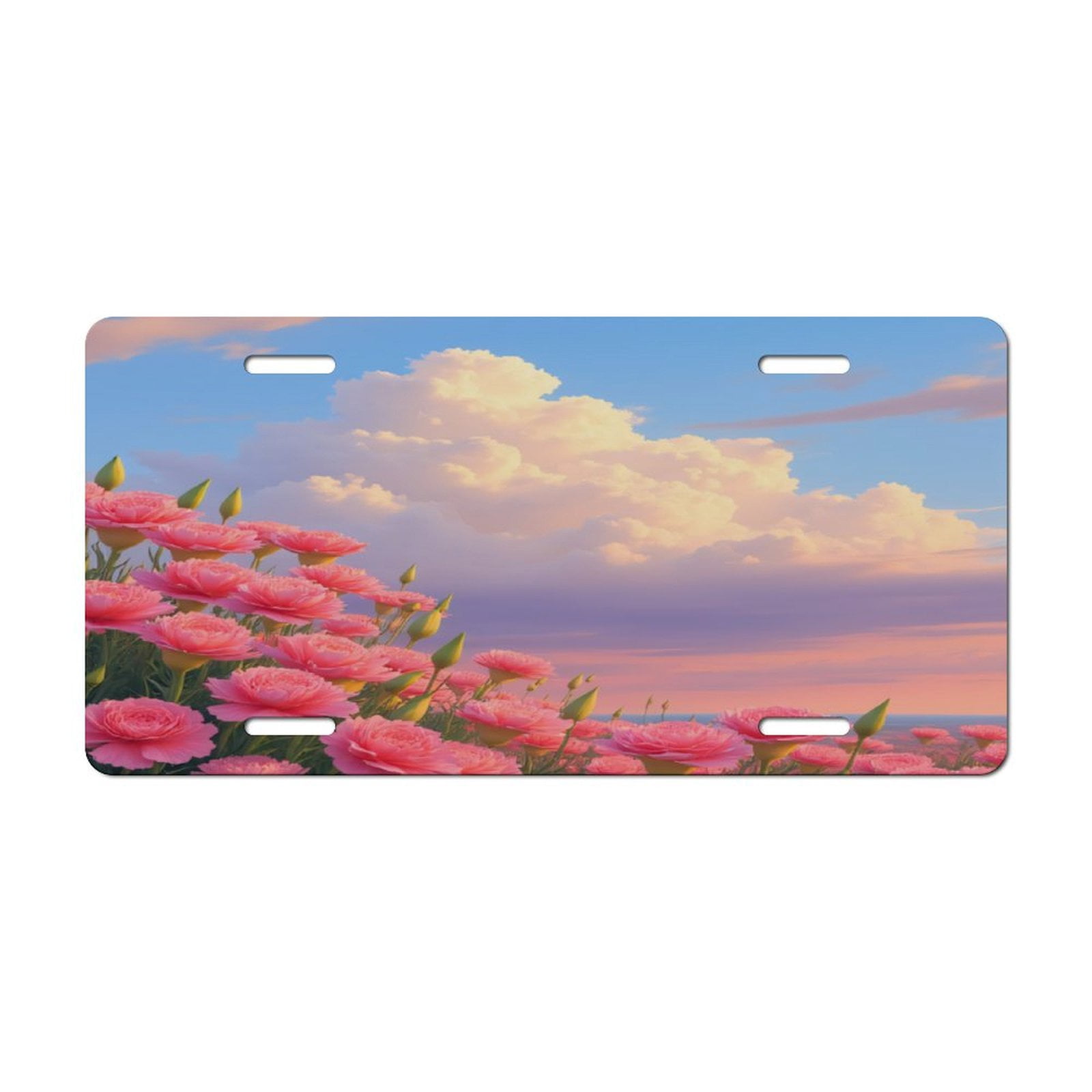 Pink Roses Under Cloudy Sky Car Decorative Front License Plate,Vanity ...