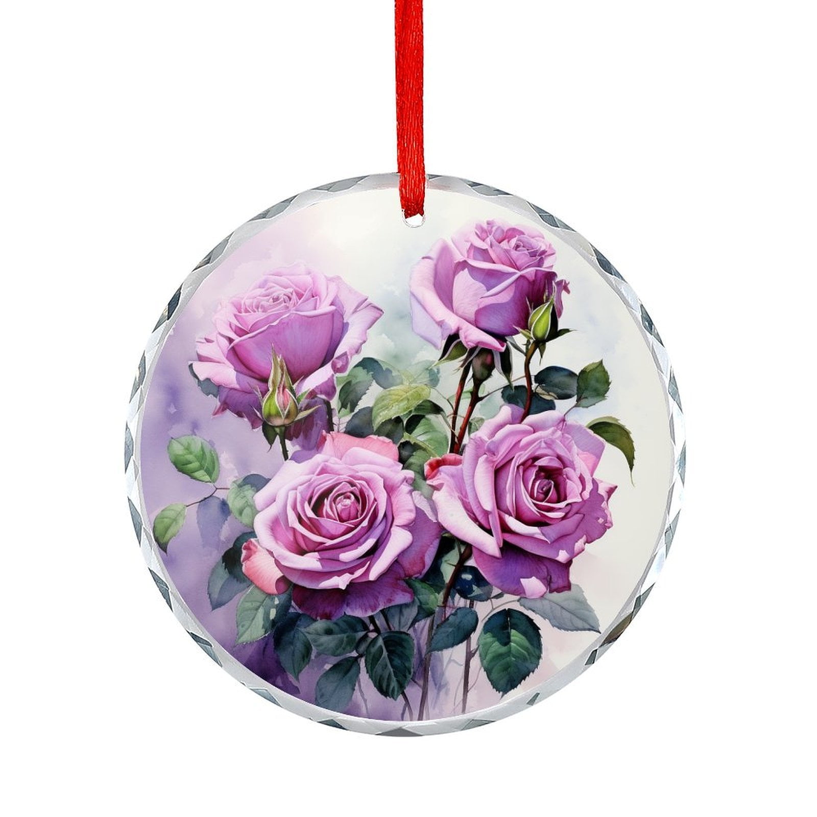 Pink Roses Flowers Floral Glass Christmas Ornament Shabby Chic Pink ...