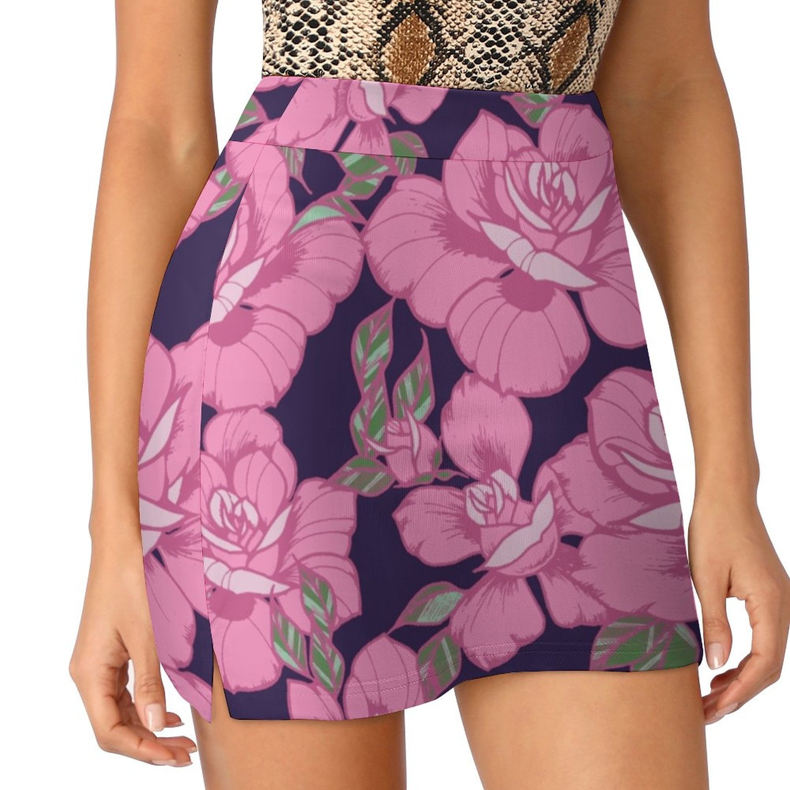 Pink Roses Korean Fashion Skirt Summer Skirts For Women Light Proof ...